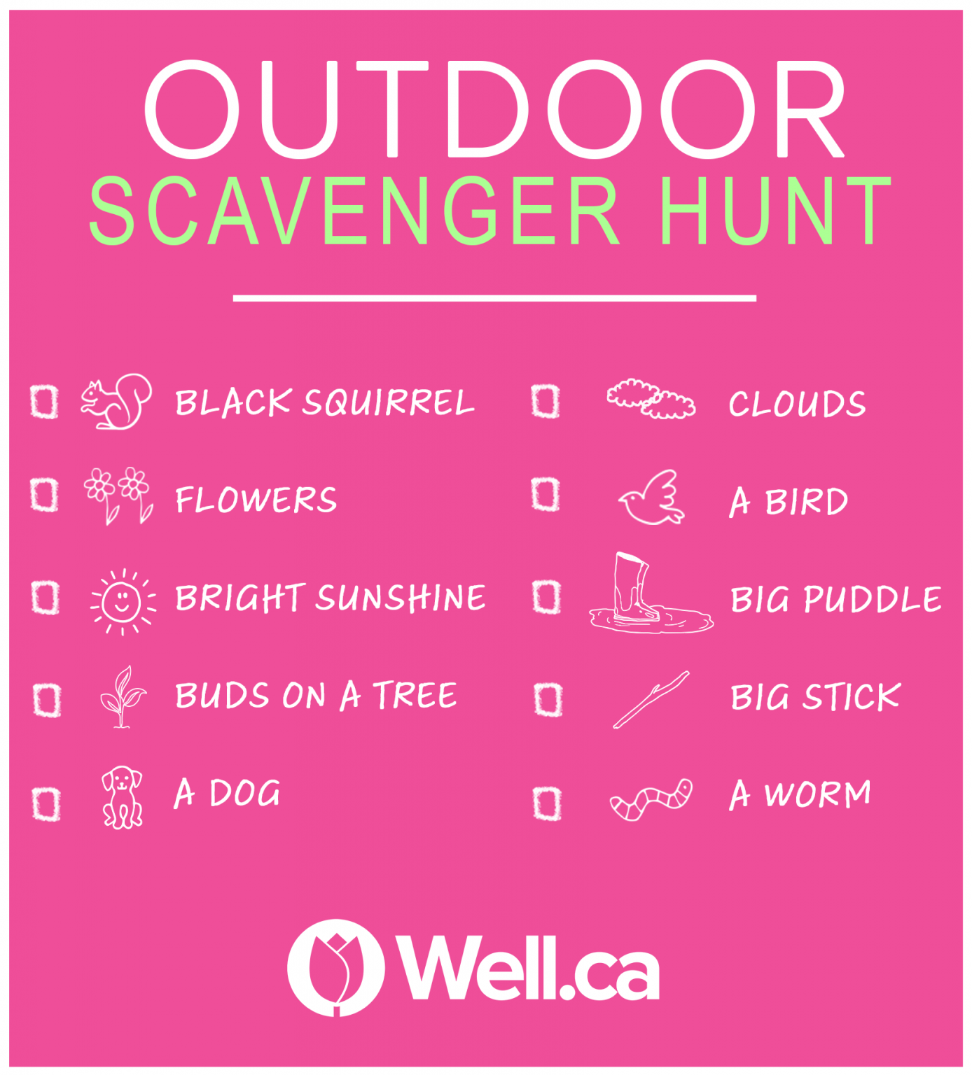 Spring Scavenger Hunt to do with the Kids - WellBeing by Well.ca
